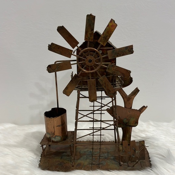 Vintage | Other | Vintage Brass Copper Metal Tin Music Box Windmill ...